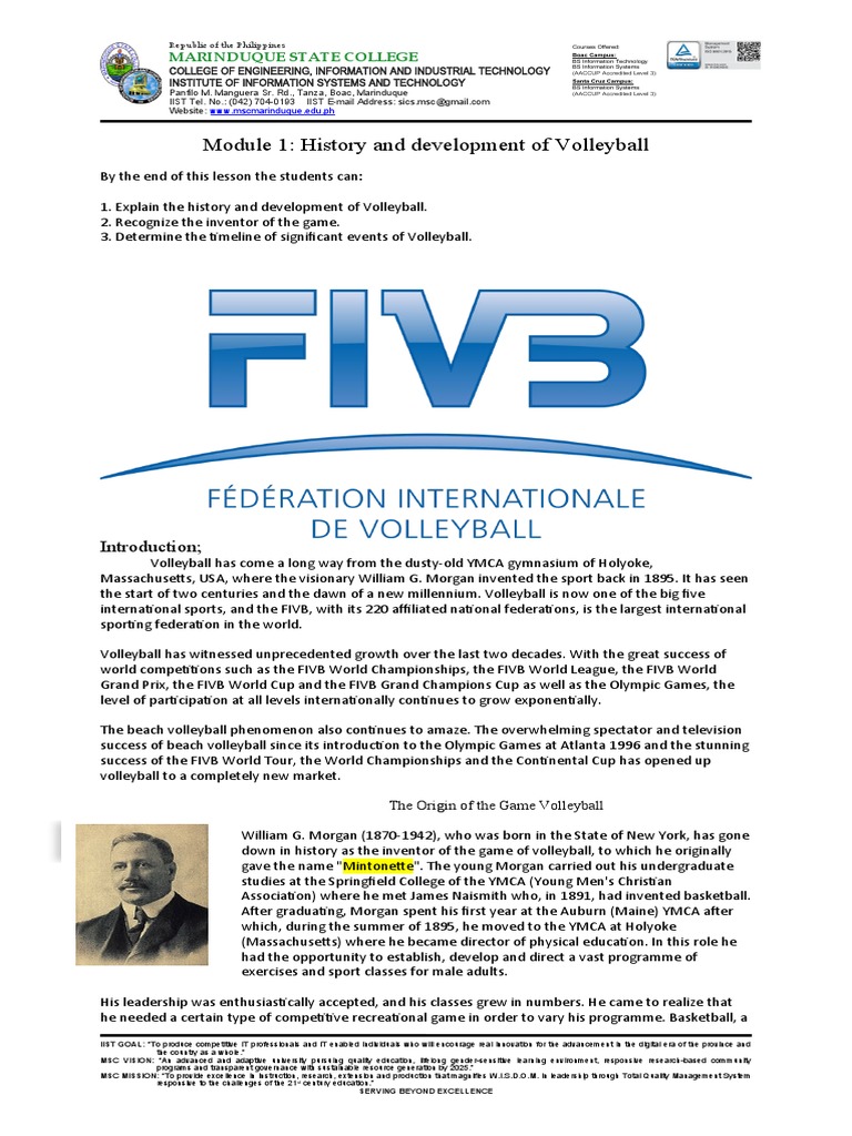 Module 1 History and Development of The Game Volleyball | PDF | Sports