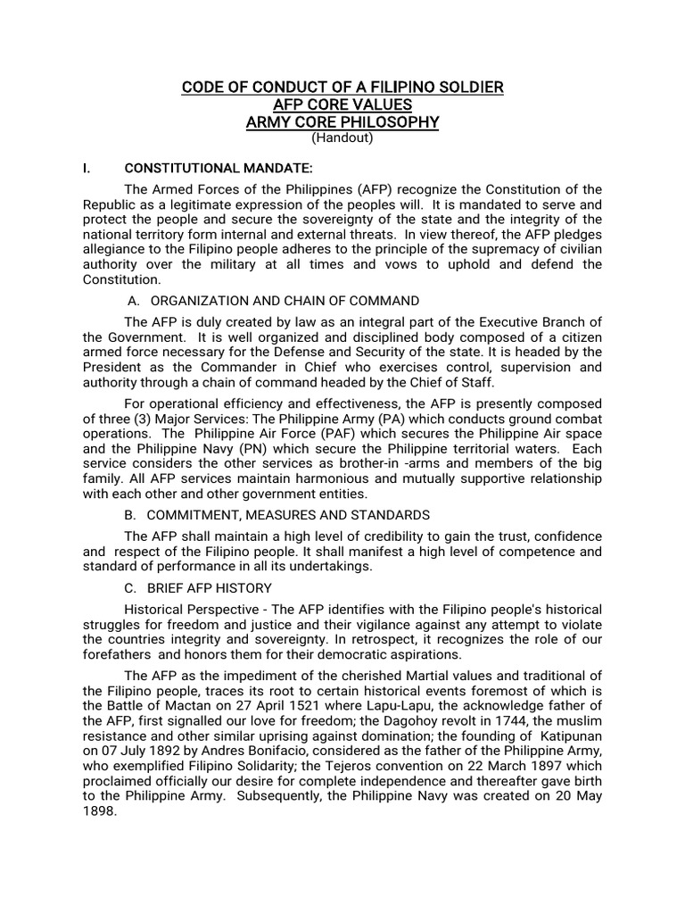 1standards of Conduct Os A Filipino Soldier ROTC | PDF | Courage ...