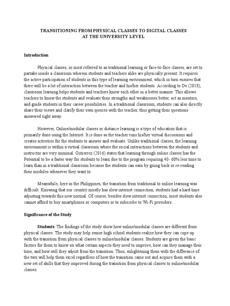 From Physical Classes To Online Classes | PDF | Educational Technology ...