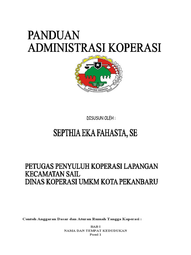 Contoh Anggaran Dasar Dan Aturan Rumah Tangga Koperasi | PDF