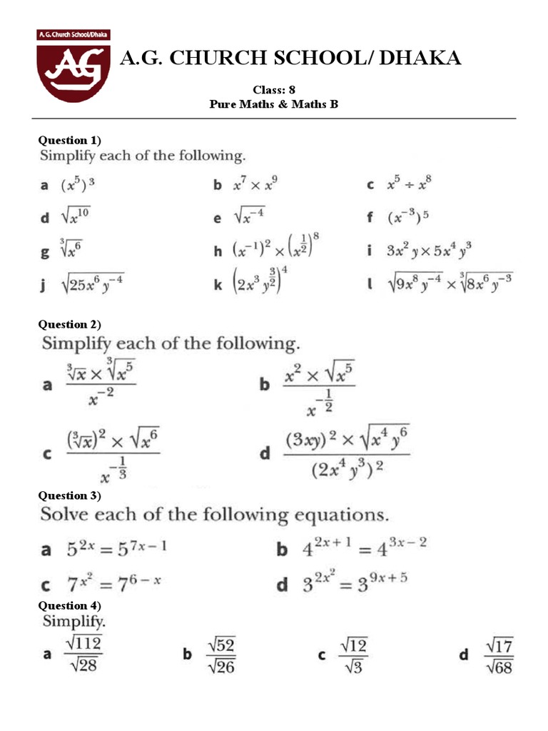 Assignment of Surds and Indices (With Answers) | PDF