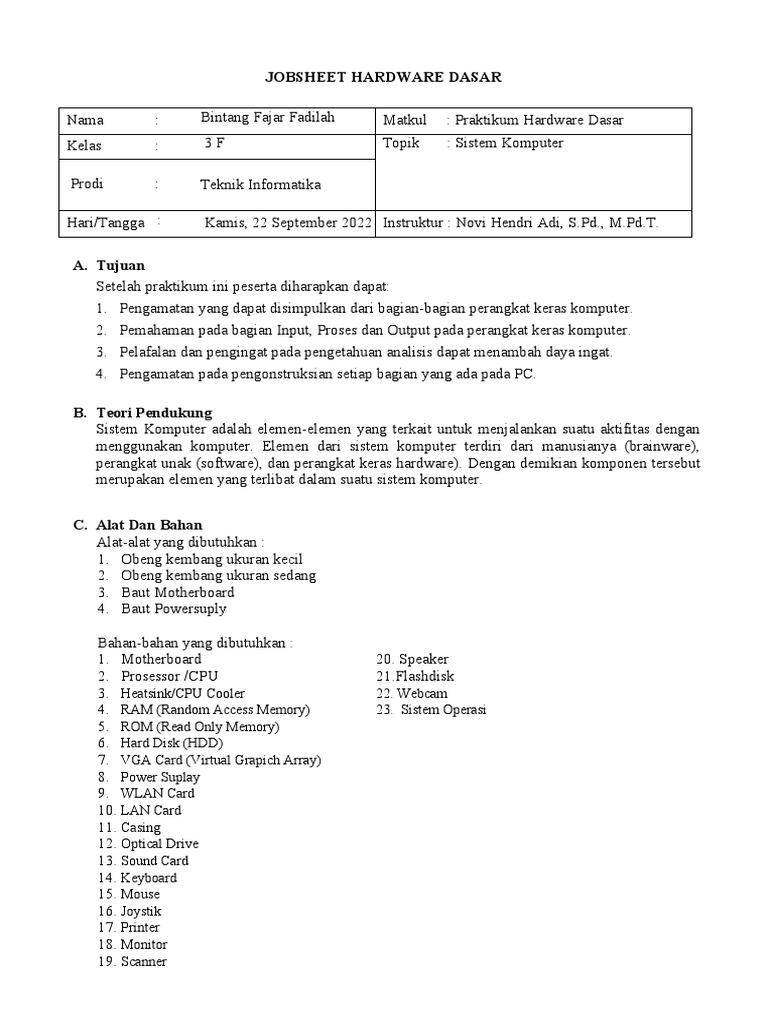 Tugas Sistem Komputer Fajar 2 | PDF | Komputer