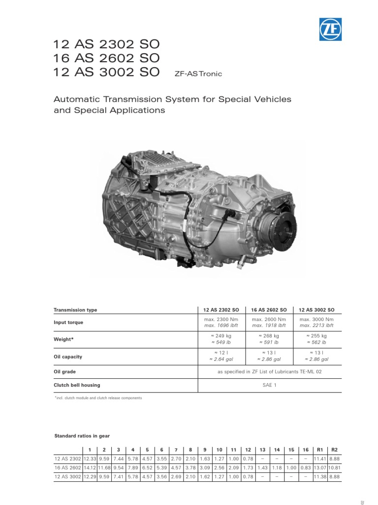 ZF Astronic 12-Speed Transmission Specs | PDF