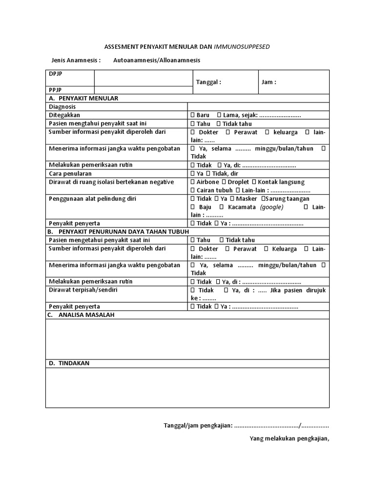 Assesment Penyakit Menular Dan Immunosuppesed | PDF