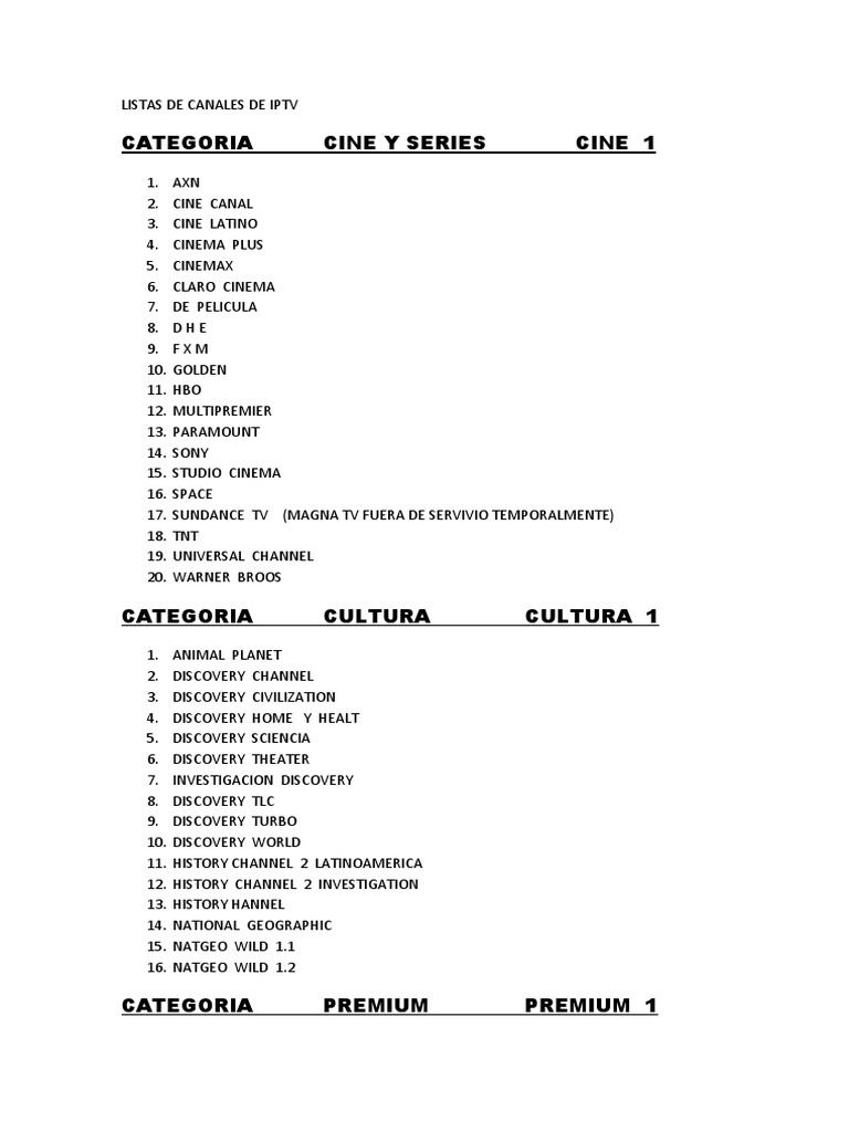 Listas de Canales de Iptv | PDF | Hbos | Espn