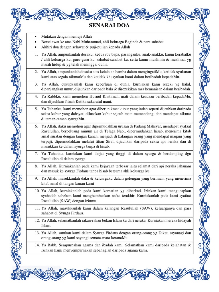 Senarai Doa | PDF