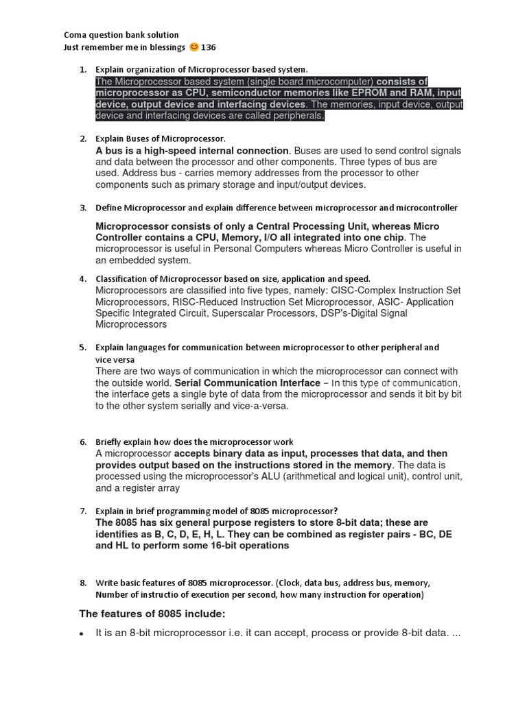 Coma Answers PDF | PDF | Central Processing Unit | Microprocessor