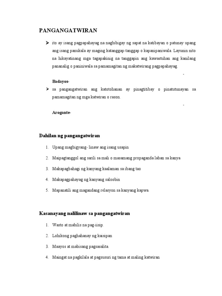 PANGANGATWIRAN (Ayos) | PDF