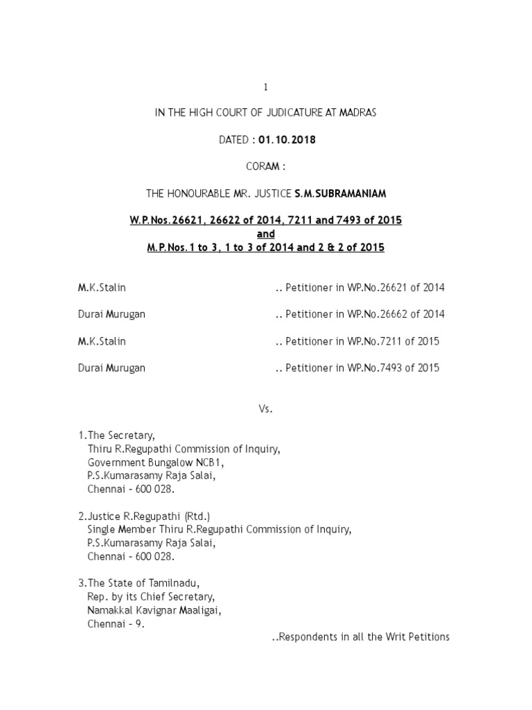 SMSJ Ragubathy | PDF | Writ | U.S. State