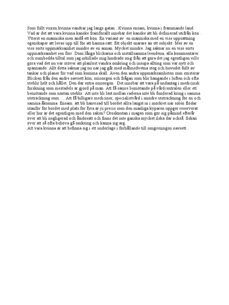 Som Kvinna Vandrar Jag Längs Gatan | PDF