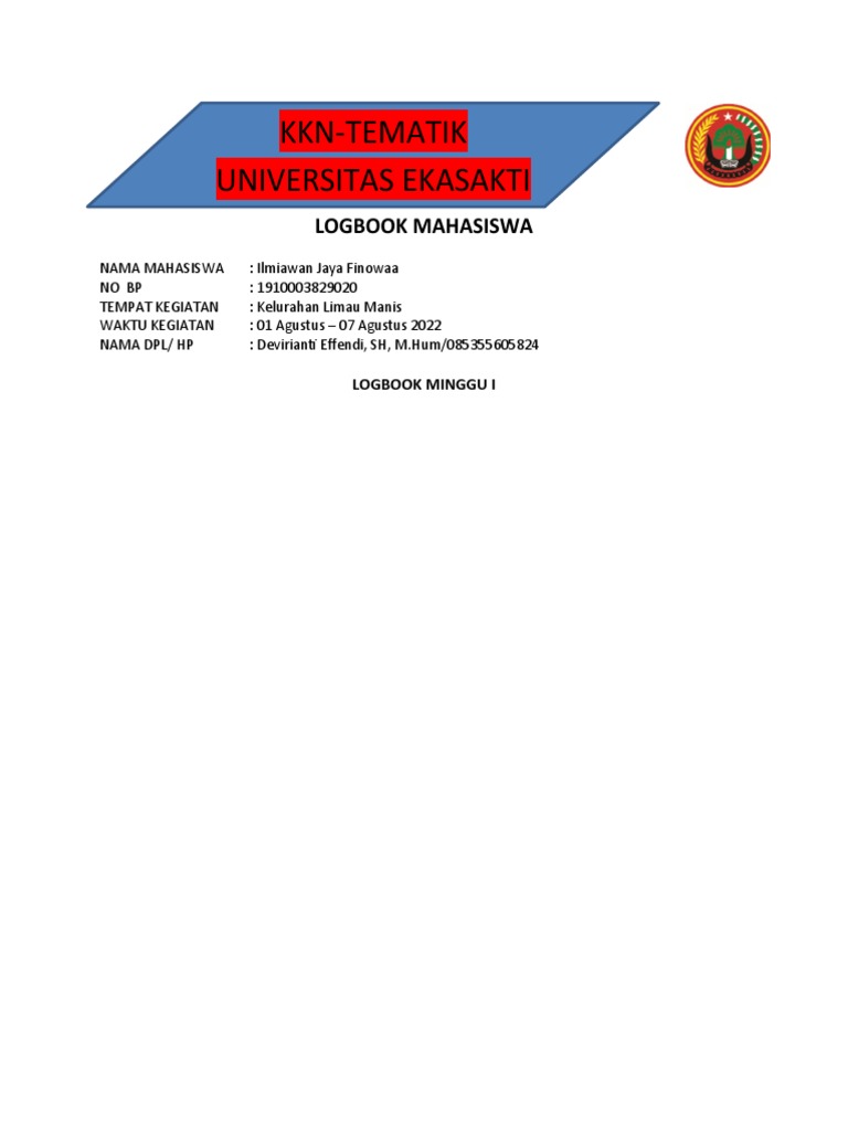 LOGBOOK KKN Mahasiswa | PDF | Seni