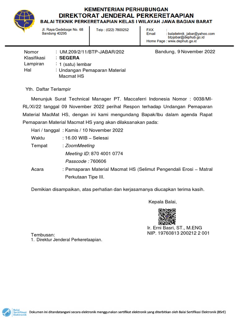 Undangan Rapat Material Macmat HS | PDF