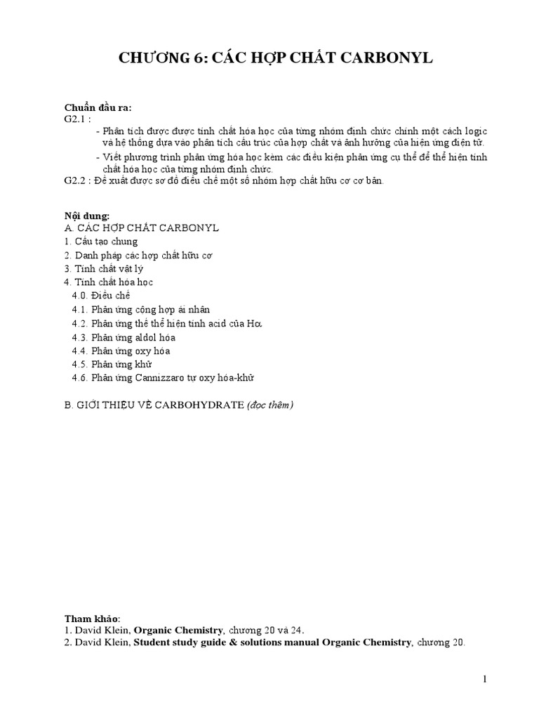 Chuong 6 - CARBONYL | PDF