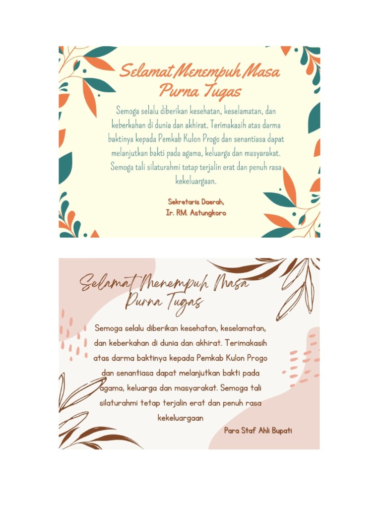 Ucapan Purna Tugas | PDF