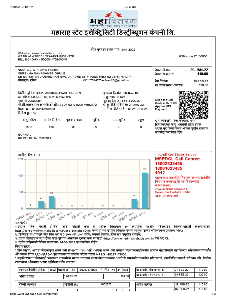 MSEDCL Call Center: 18002333435 18001023435 1912 | PDF