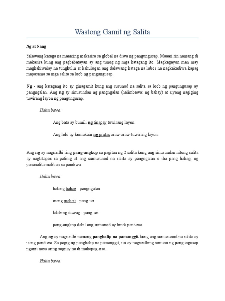 Wastong Gamit NG Salita | PDF