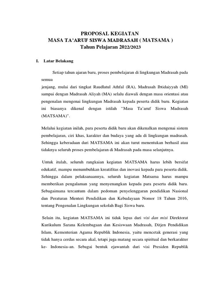 PROPOSAL Matsama 2022 | PDF