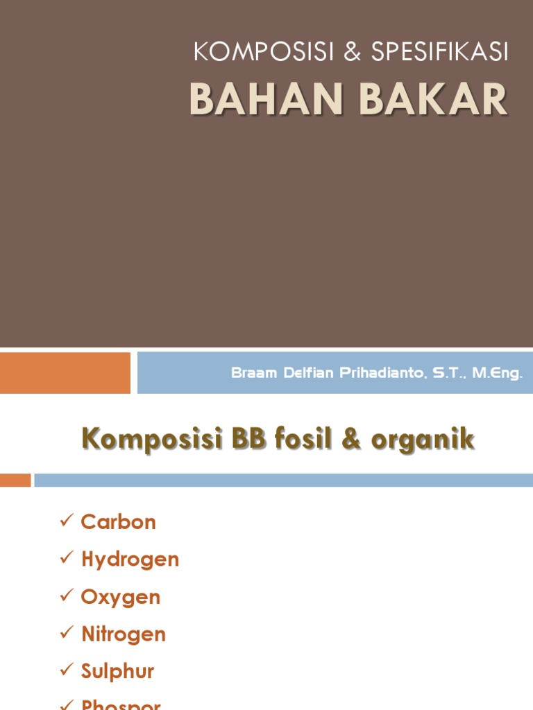 Pertemuan 5 (Komposisi & Spesifikasi Bahan Bakar) | PDF