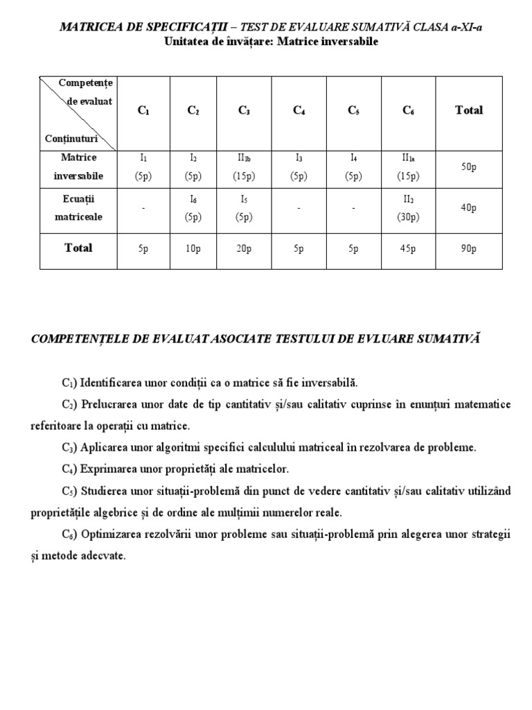 Test Matrice Inv 11c | PDF