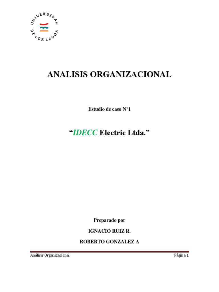 Análisis organizacional de IDECC Electric Ltda | PDF | Organización Internacional del Trabajo ...