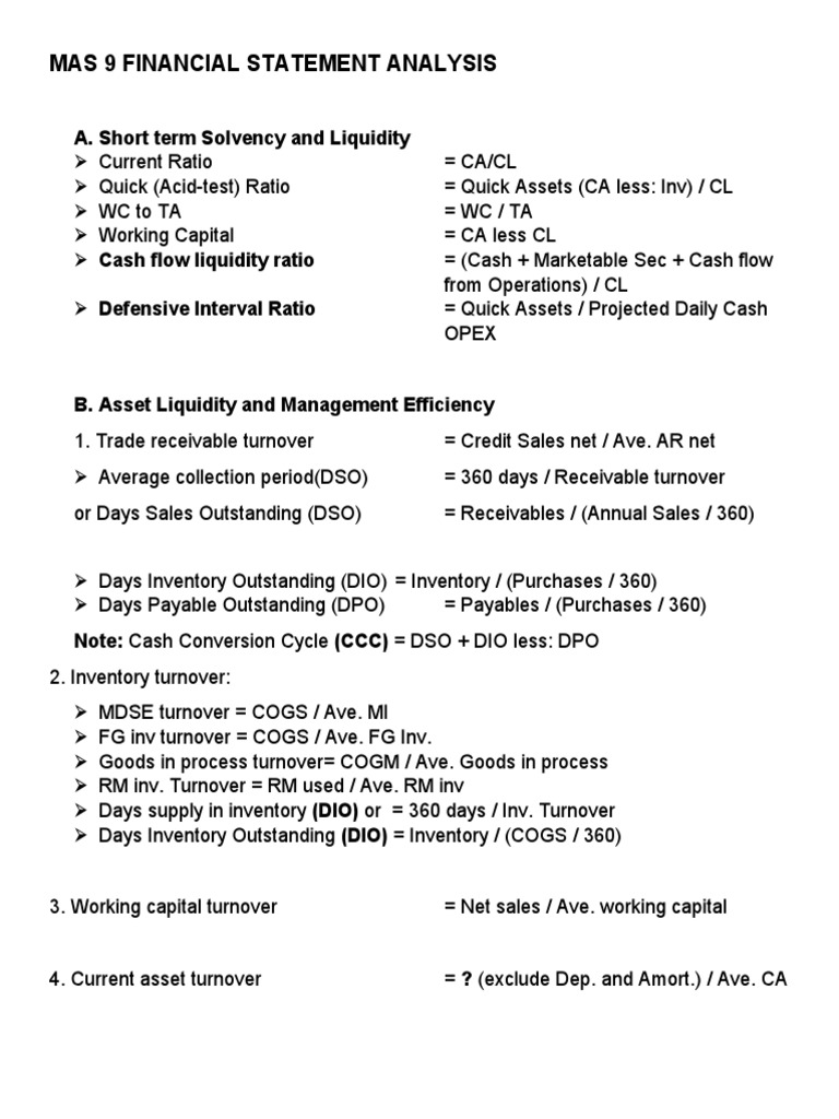 Mas 9 Financial Statement Analysis | PDF | Working Capital | Free Cash Flow