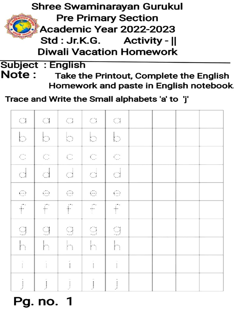 Diwali Vacation Homework 2022-2023 | PDF