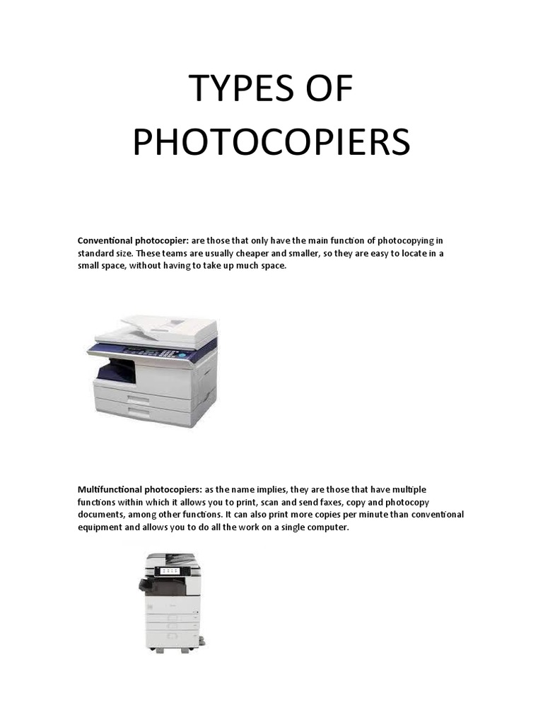 Types of Photocopiers | PDF
