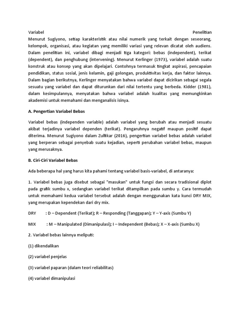 Variabel Bebas | PDF | Karier & Perkembangan | Pengembangan Diri