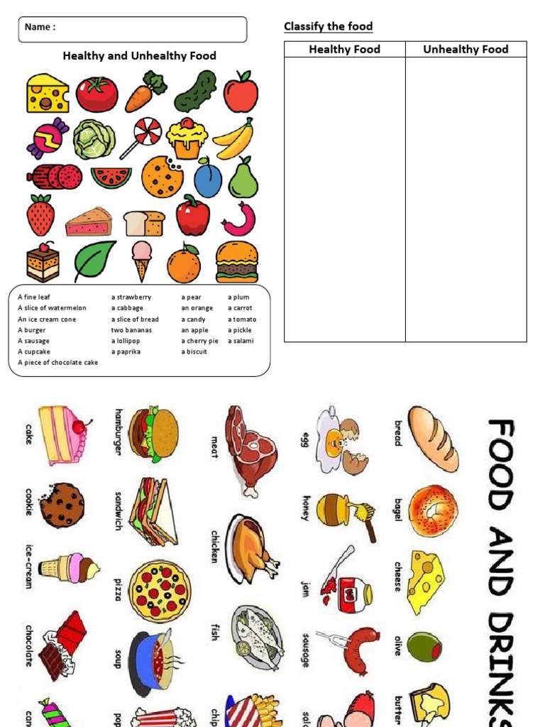 Healthy and Unhealthy Food 1 | PDF