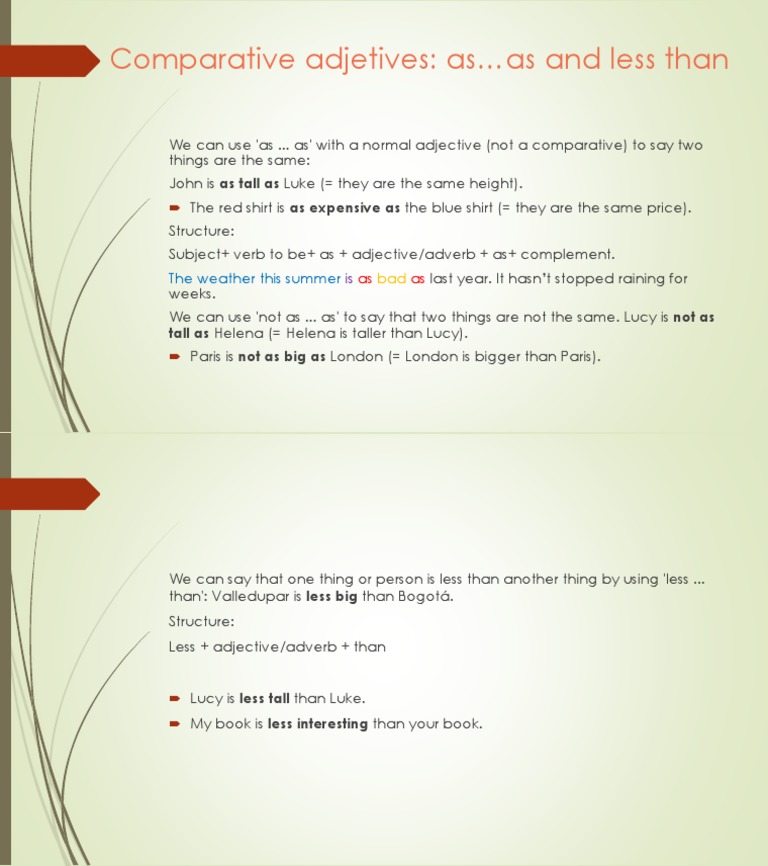 As As and Less Than | PDF | Language Arts & Discipline | Foreign ...