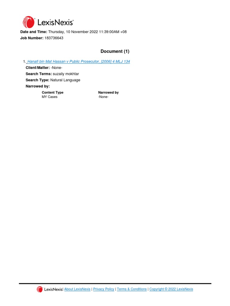 Hanafi Bin Mat Hassan V Public Prosecutor, (2006) 4 MLJ | PDF | Dna ...