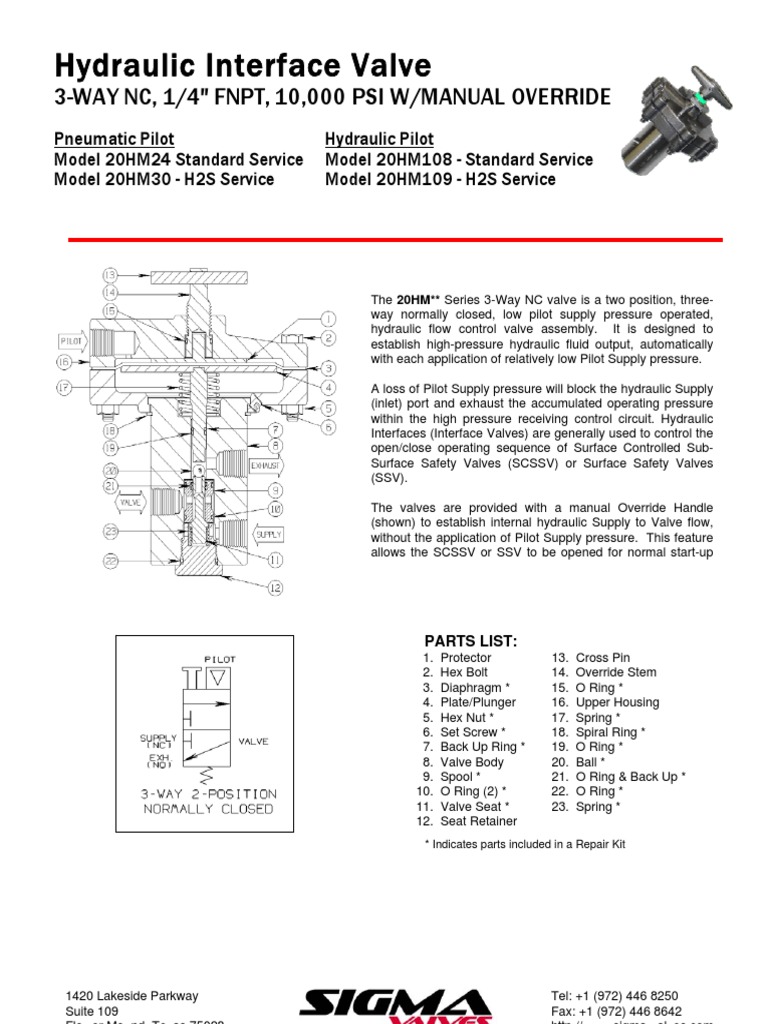 3-Way NC Hydraulic Interface Valve | PDF | Valve | Tools