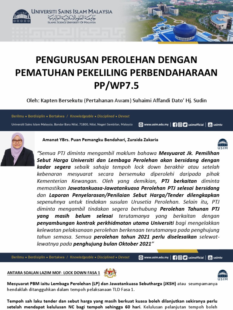 Pengurusan Perolehan Dengan Pematuhan WP 7.5 | PDF