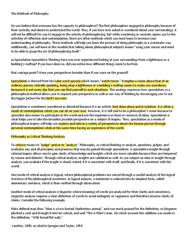 The Methods of Philosophy | PDF | Critical Thinking | Inquiry