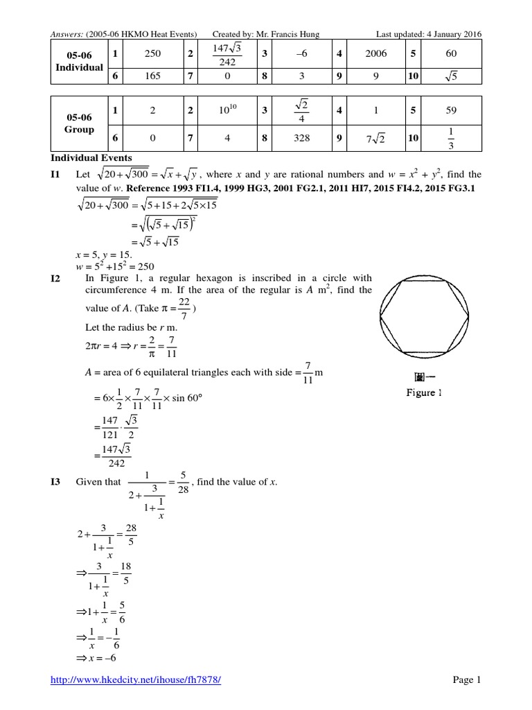 HKMO2006 Heatans | PDF | Area | Elementary Mathematics