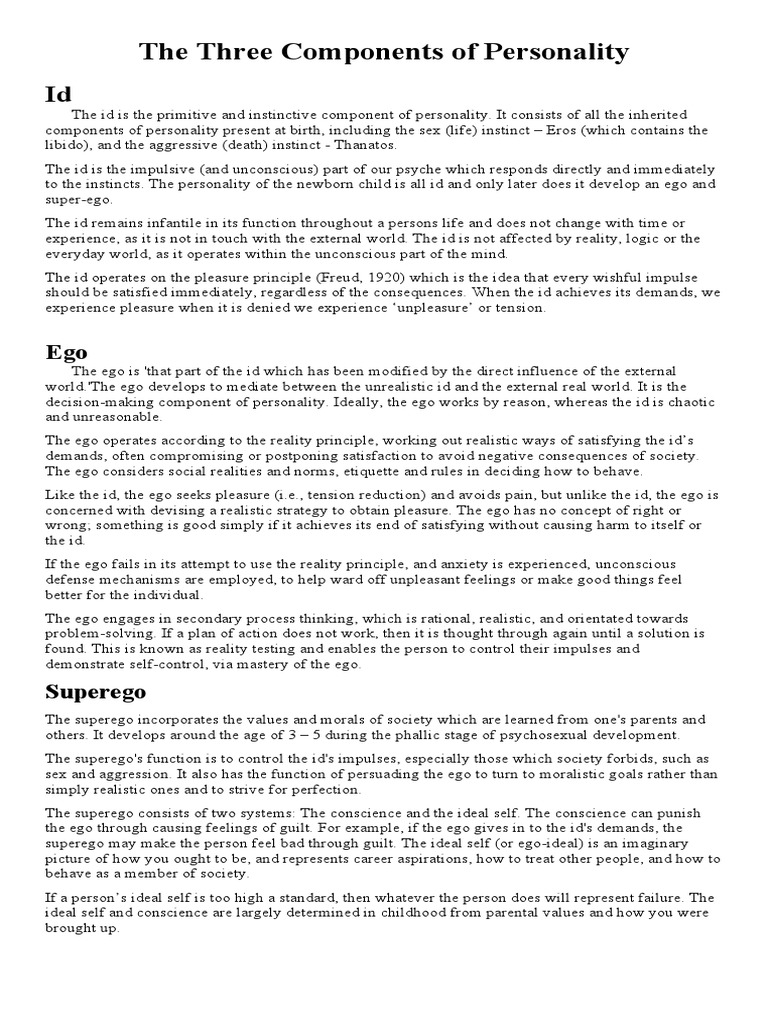 Understanding Freud's Personality Components | PDF | Id | Social Psychology