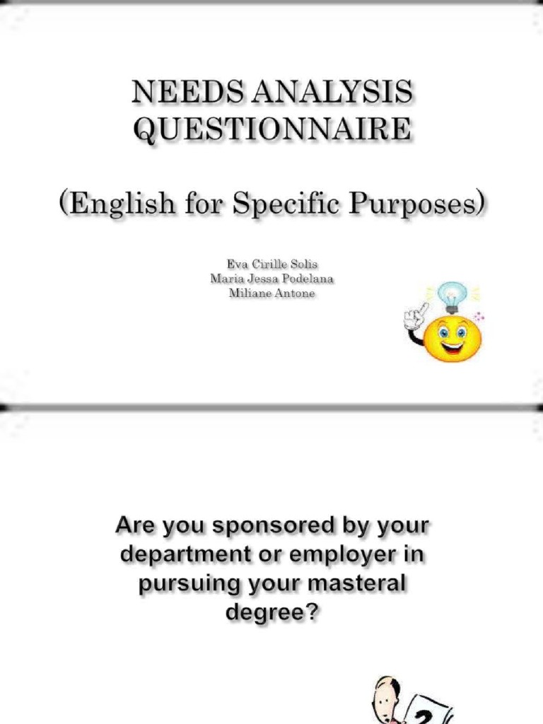 Needs Analysis Questionnaire Esp | PDF