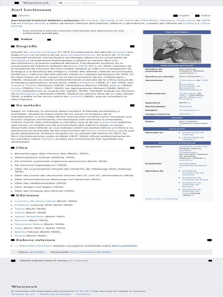 Karl Lachmann: Pionero en Crítica Textual | PDF | Clásicos