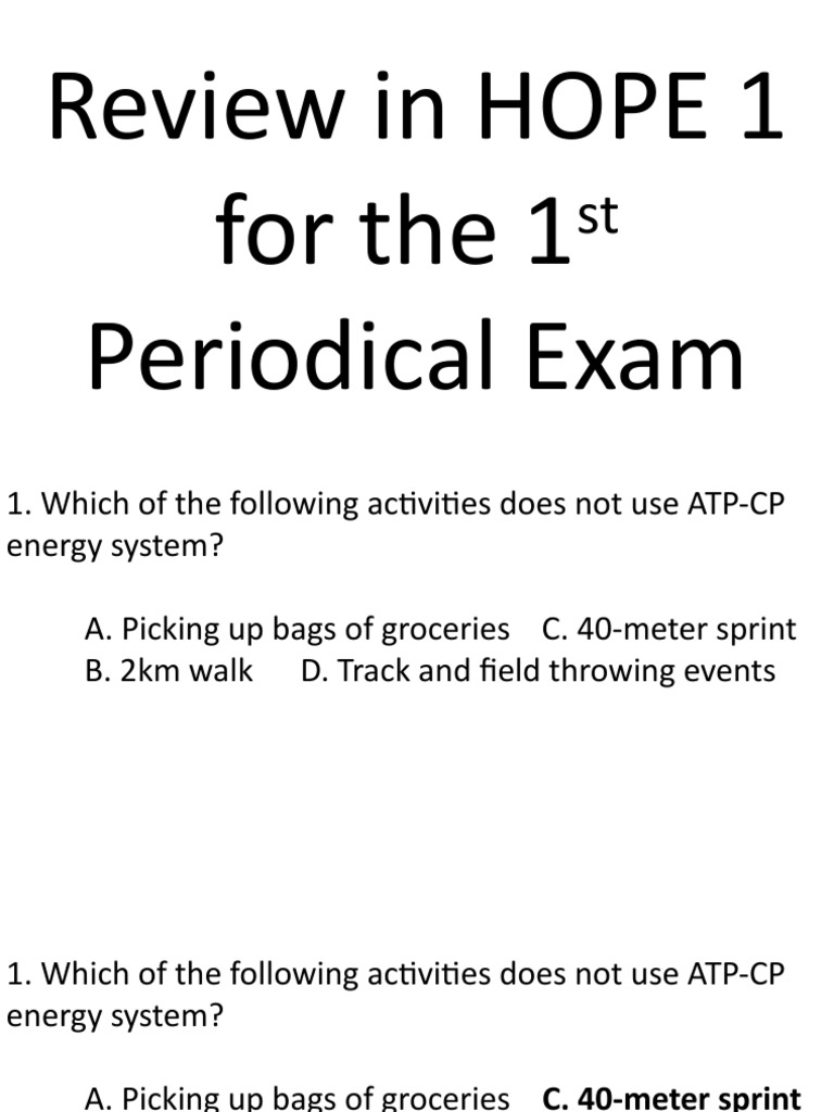Review - PDL - HOPE 1 | PDF | Physical Fitness | Skeletal Muscle