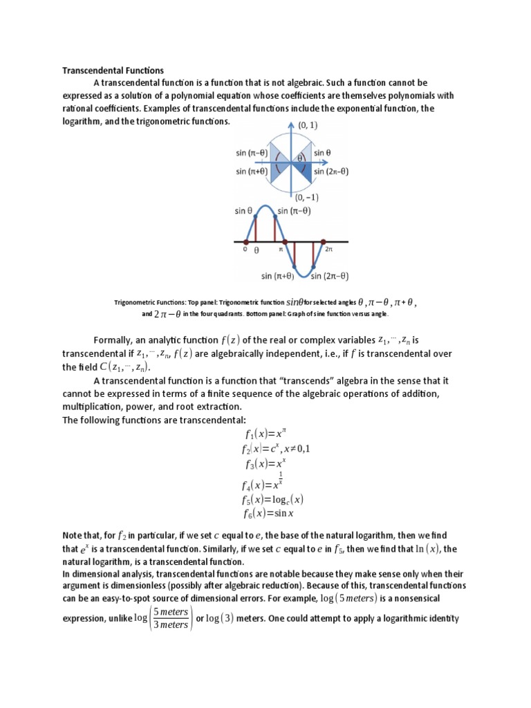 Understanding Transcendental Functions | PDF | Function (Mathematics ...