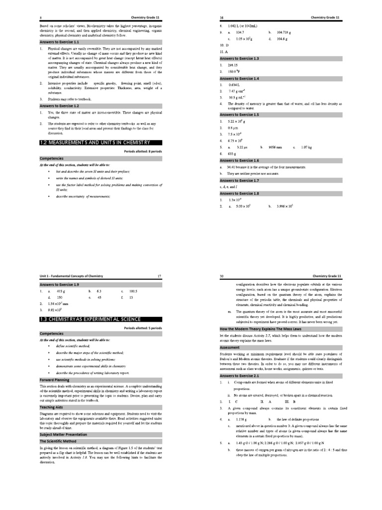 Chemistry Teacher Guide Grade 11 | PDF | Chemistry | Academic ...