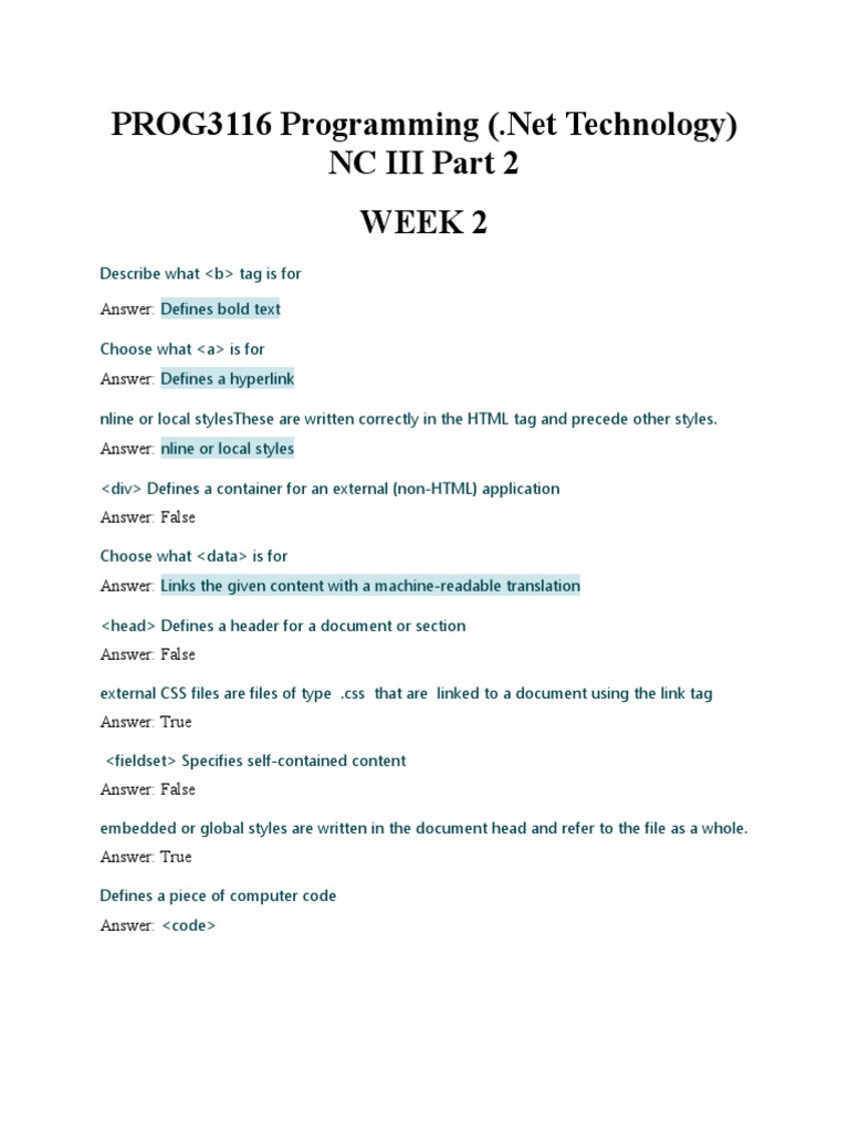 PROG3116 Programming (.NET) WEEK 1-10 Ewoo | PDF | World Wide Web | Internet & Web