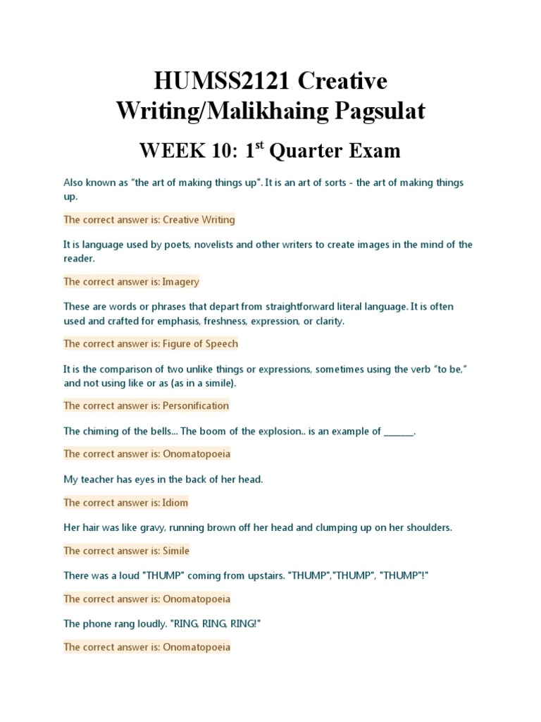 Creative Writing Concepts and Techniques | PDF | Poetry