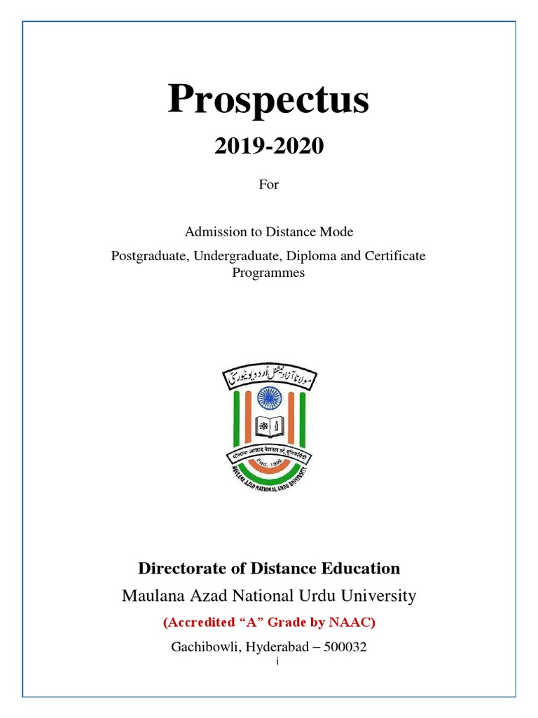MANUU Distance Education Prospectus 2019-20 | PDF | University And ...