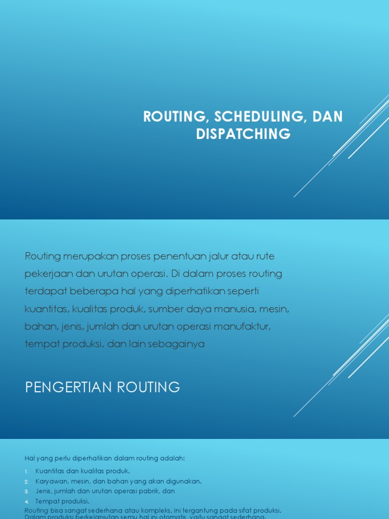 Routing, Scheduling, Dan Dispatching | PDF | Komputer | Teknologi & Rekayasa