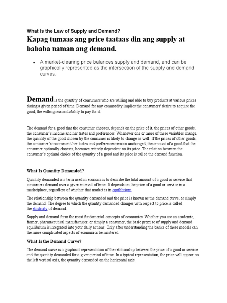 What Is The Law of Supply and Demand | PDF | Supply And Demand | Supply ...