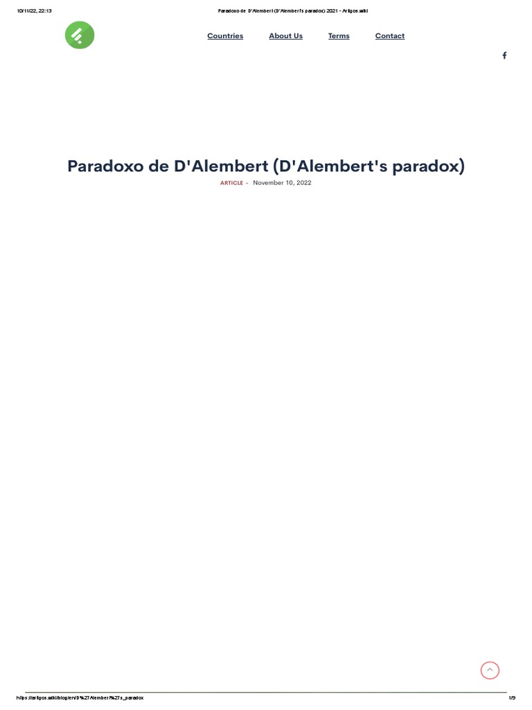 Paradoxo de D'Alembert (D'Alembert's Paradox) 2021 - Artigos - Wiki ...