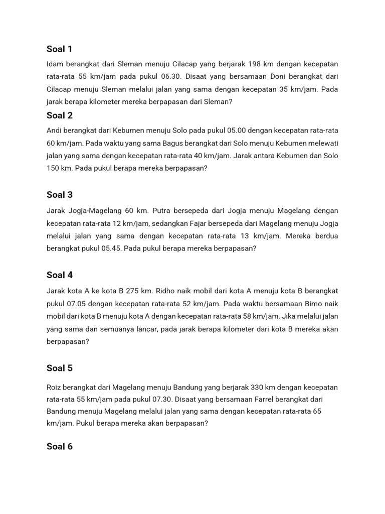 Latihan Soal Kecepatan | PDF