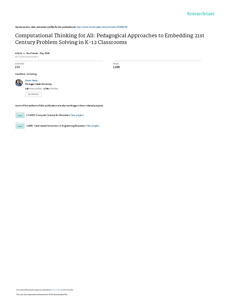 Computational Thinking For All Pedagogical Approac Pdf