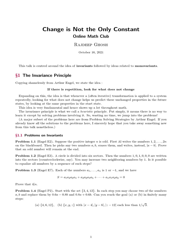 Invariants | PDF | Invariant (Mathematics) | Mathematics